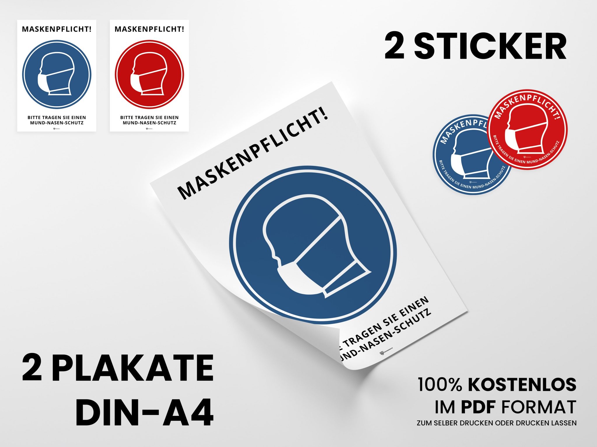 Maskenpflicht Hinweise als Plakat und Sticker – GrafikDesign